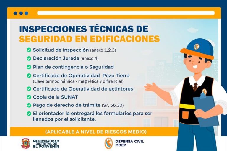 REQUISITOS PARA TRAMITAR LA INSPECCIÓN TÉCNICA DE SEGURIDAD EN EDIFICACIONES – Municipalidad ...